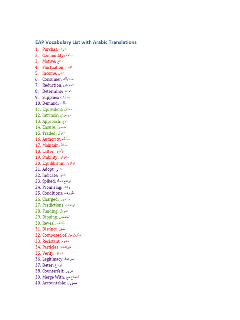 Translated List of Vocabulary 0 | PDF