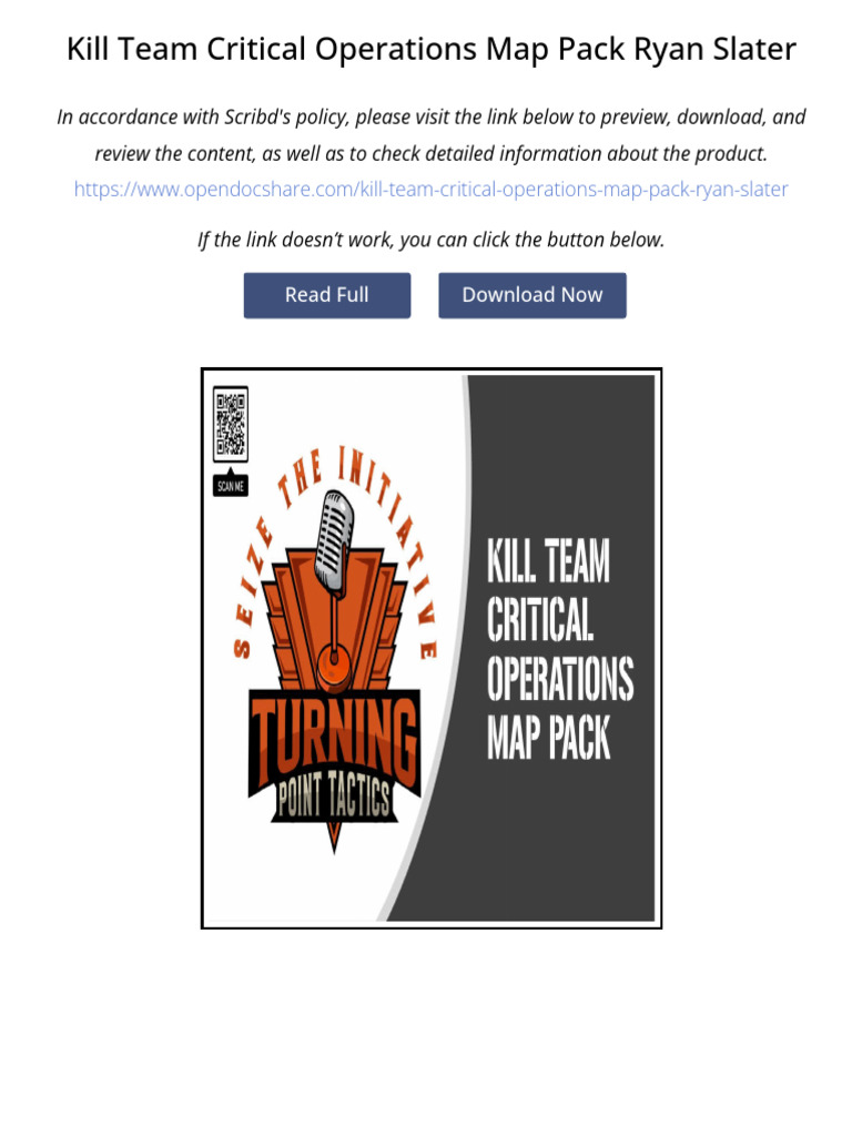 Kill Team Critical Operations Map Pack Ryan Slater | PDF