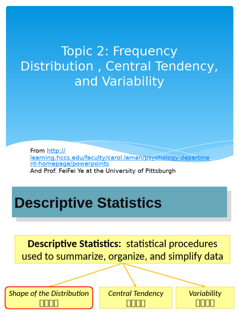 Topic 2_Frequency distribution Central Tendency and Variability_1062 ...