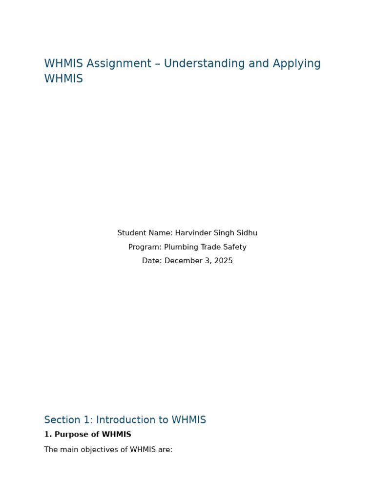 Understanding and Applying WHMIS | PDF | Occupational Safety And Health ...