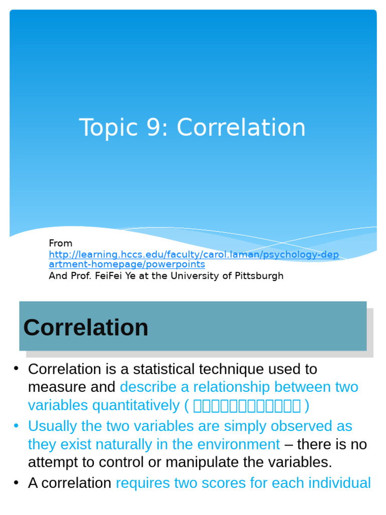 Topic 9 Correlation 1062 Students | PDF | Spearman's Rank Correlation ...