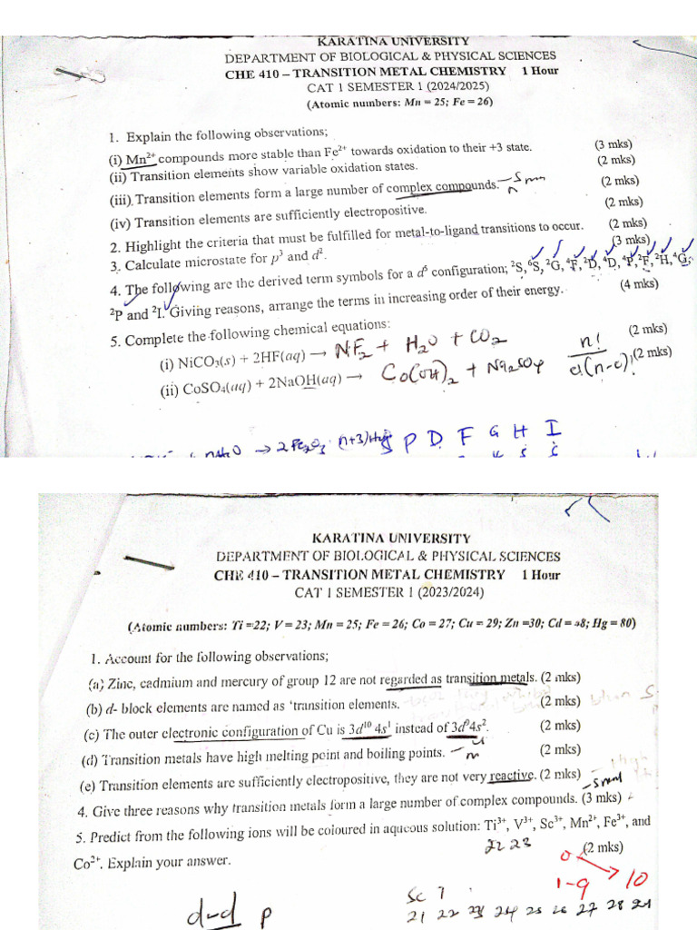 Che 410 Past Papers | PDF