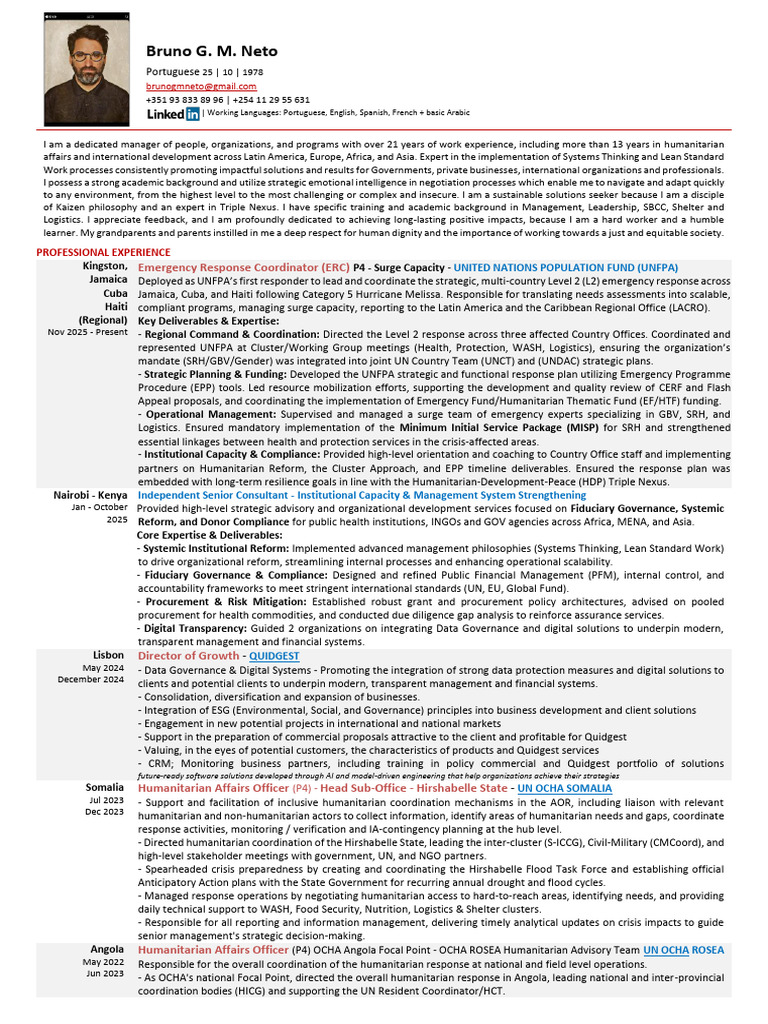 Bruno G. M. Neto - Curriculum Vitae | PDF | Central Emergency Response ...
