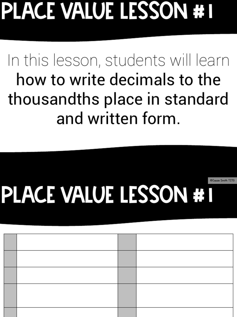 Writing Decimals to Thousandths Lesson | PDF | Mathematical Notation ...