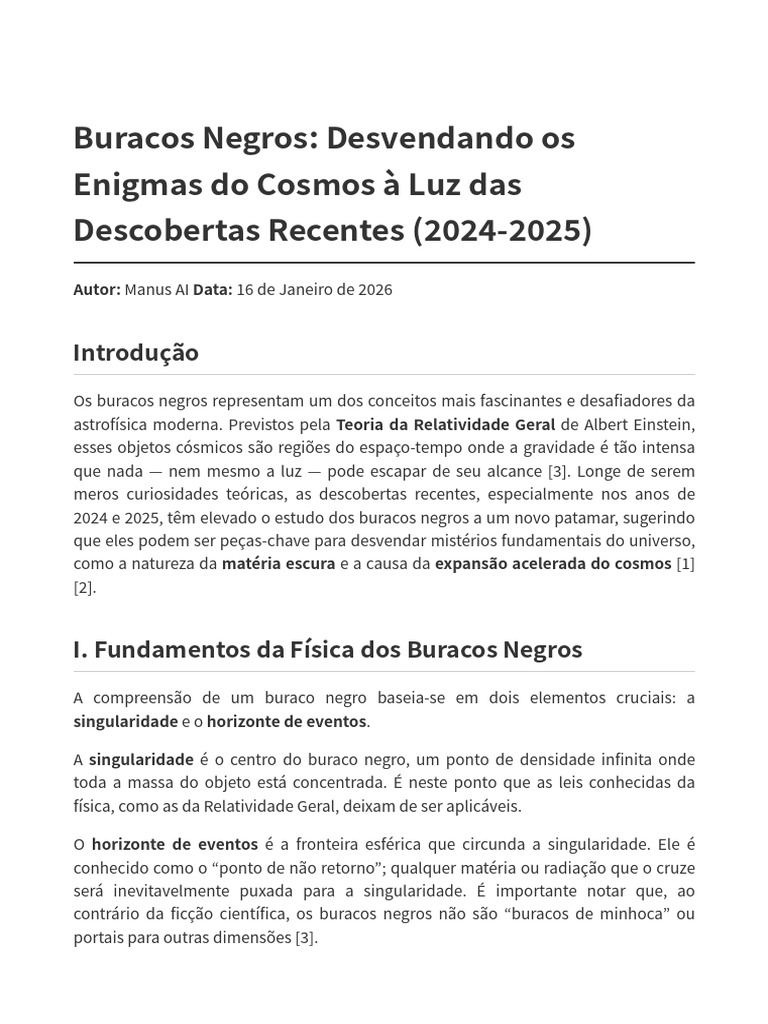 Artigo Buraco Negro | PDF | Buraco negro | Universo