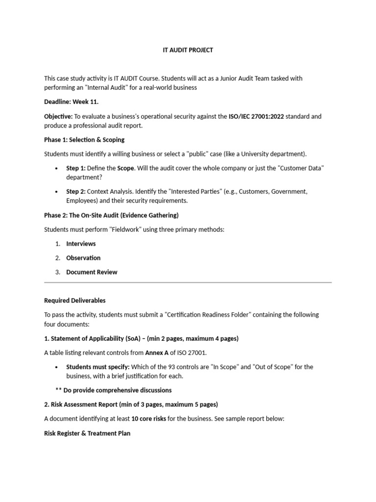 It Audit Project | PDF | Computing | Information Technology