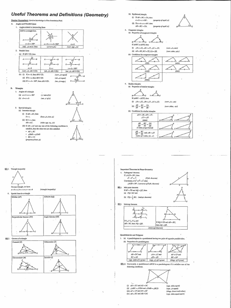 Junior Form Geometry Theorems | PDF