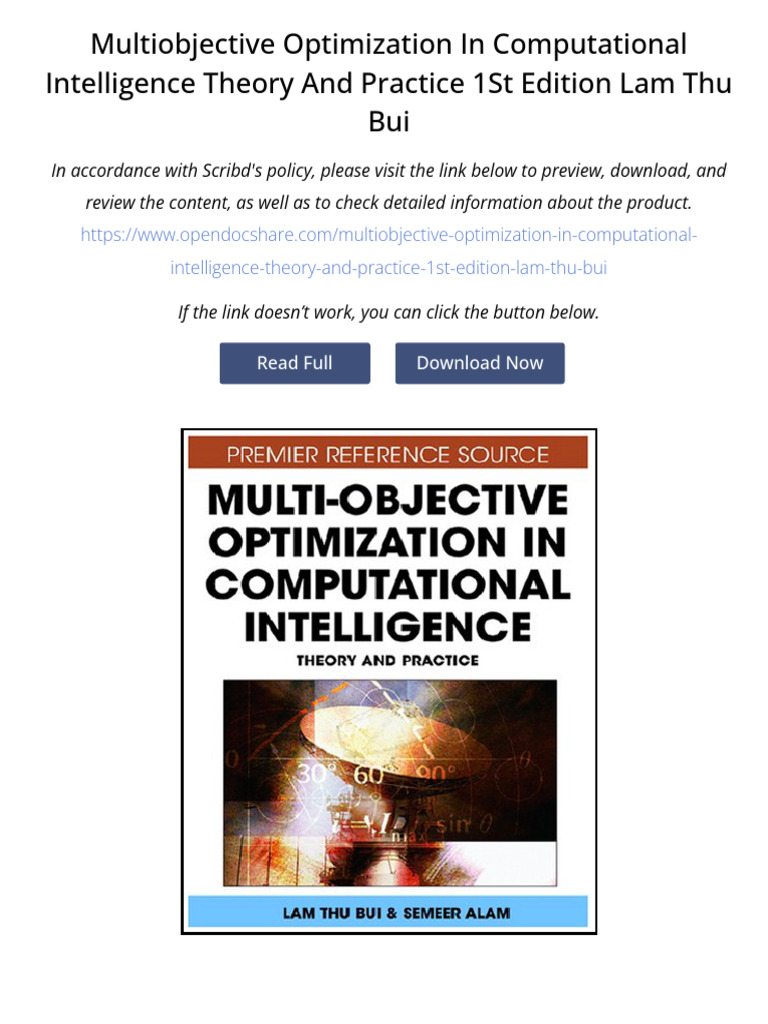 Multiobjective Optimization In Computational Intelligence Theory And ...