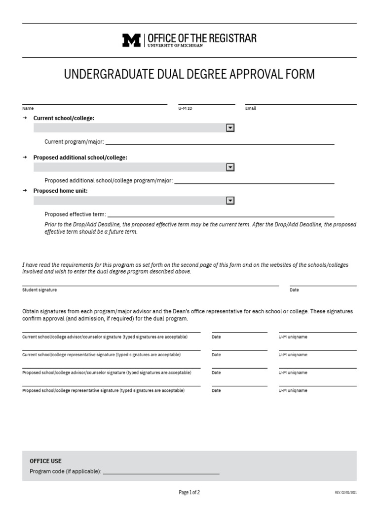 Undergraduate Dual Degree a Pro Val Form | PDF | Higher Education ...