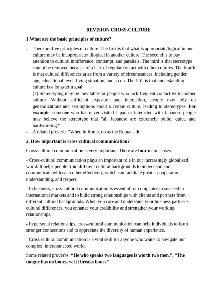 Revision Cross Culture | PDF | Cross Cultural Communication | Classroom