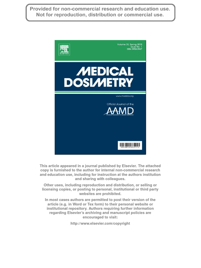 EUD_Mihailidis_MedDos_2010 | PDF | Radiation Therapy | Dosimetry
