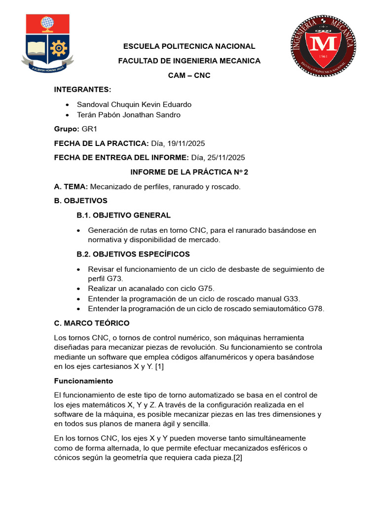 INFORME_N2_CAM_CNC_GR1_SANDOVAL_TERAN | PDF | Mecanizado | Herramientas