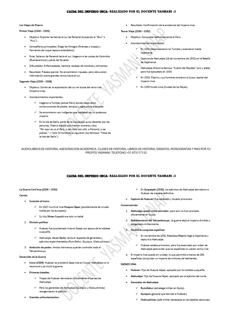 Caida del imperio inca | PDF | Imperio Inca | Francisco Pizarro