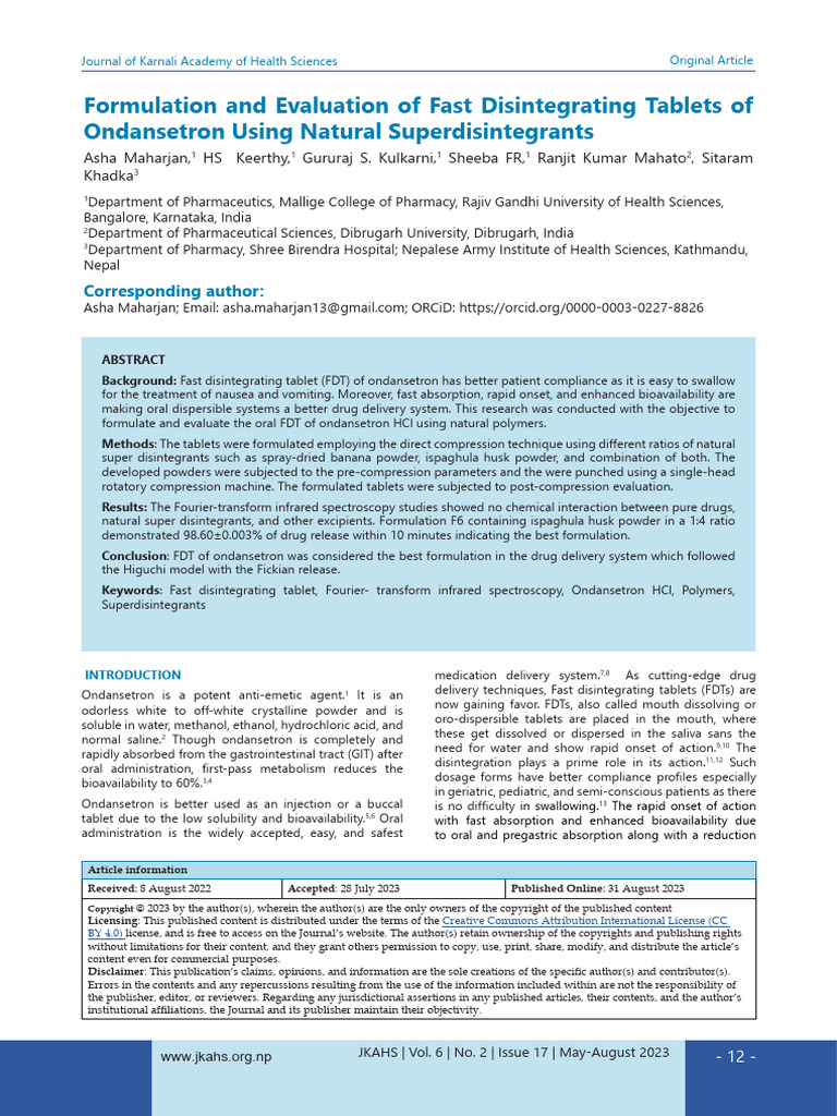 FDT_2023 | PDF | Tablet (Pharmacy) | Pharmaceutical Formulation