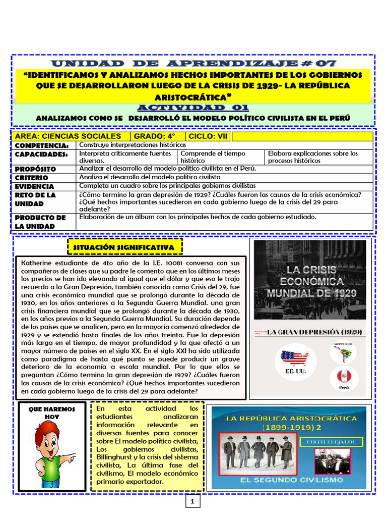 ACTIVIDAD 1 CCSS 4° UNIDAD 7 | PDF | Minería | Gran depresion