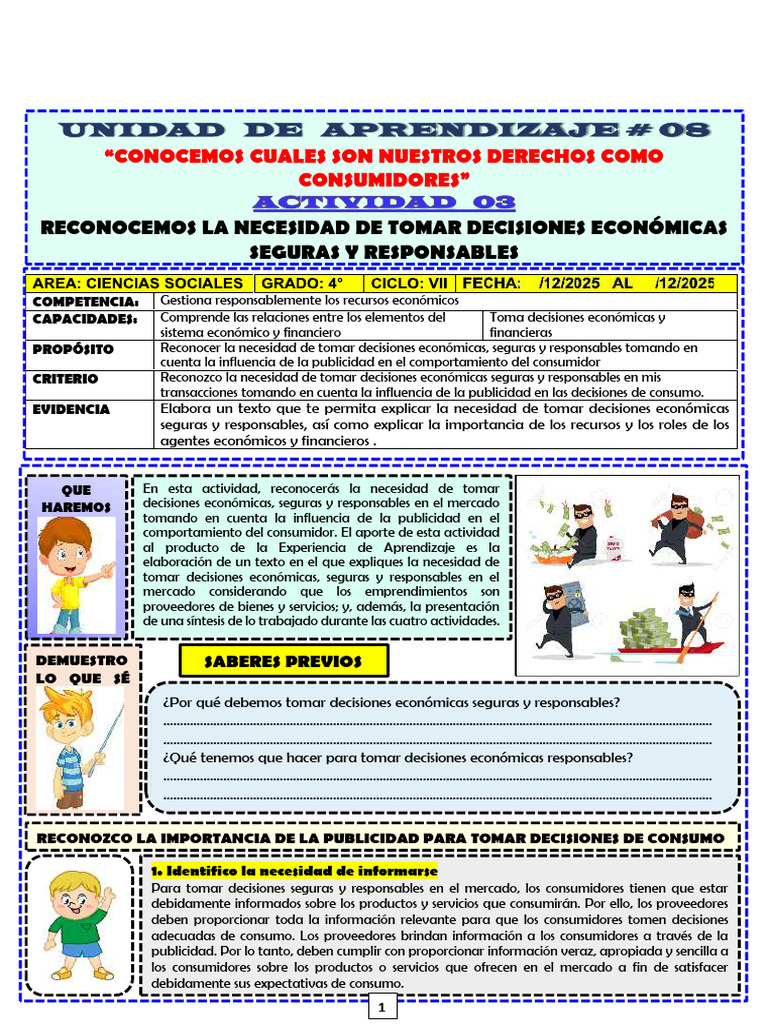 V CCSS 4° UNIDAD 8 SESION 3 | PDF | Bancos | Publicidad