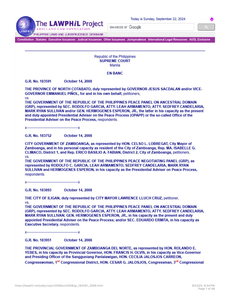 North Cotabato vs. PPAD (Constitution) | PDF