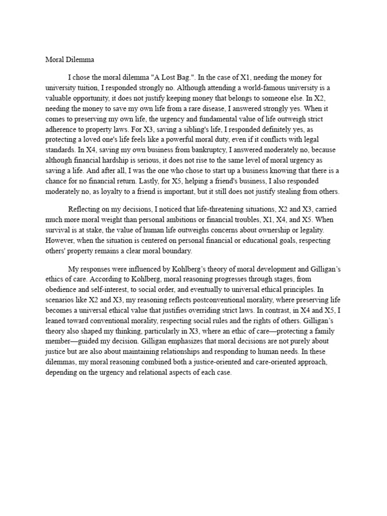 Analyzing Moral Dilemmas in Life Decisions | PDF | Applied Philosophy ...