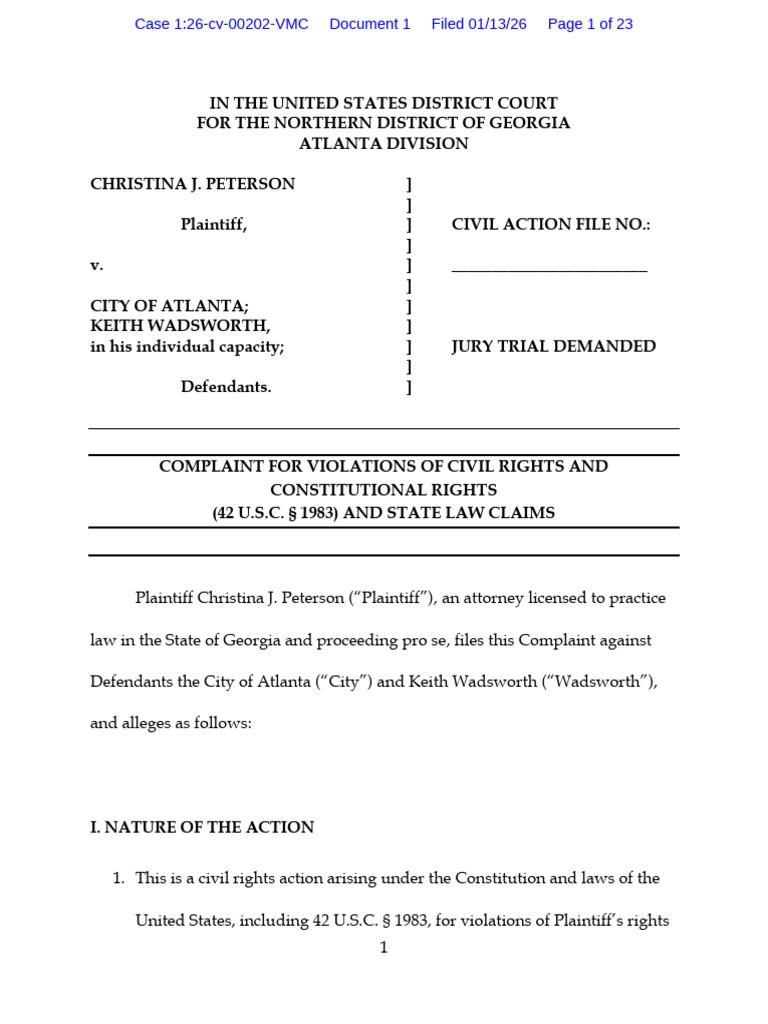 Civil Rights Complaint Against Atlanta | PDF | Probable Cause | Fourth ...
