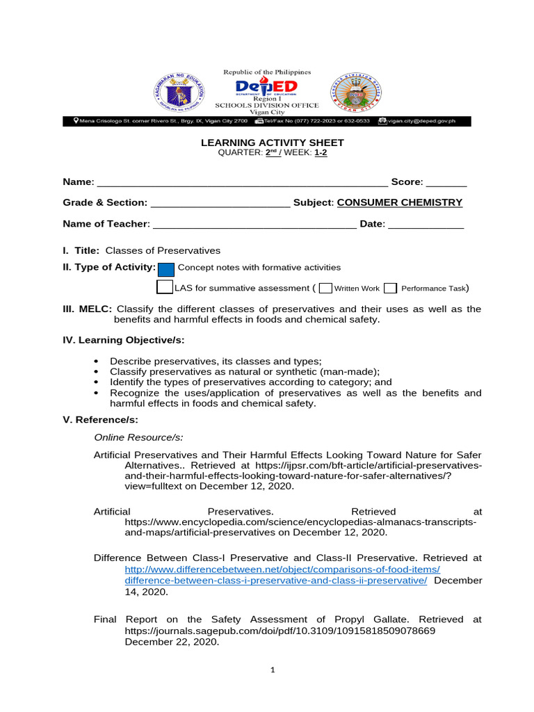 Classes of Food Preservatives Explained | PDF | Food Preservation ...