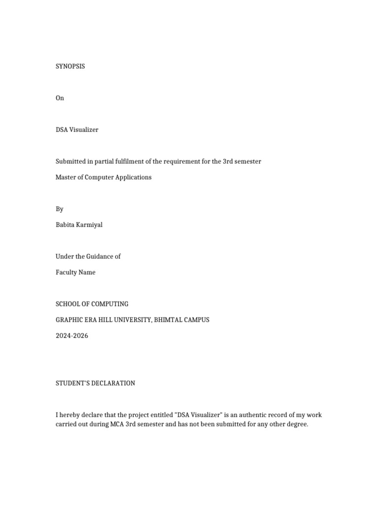 DSA Visualizer Project Report | PDF