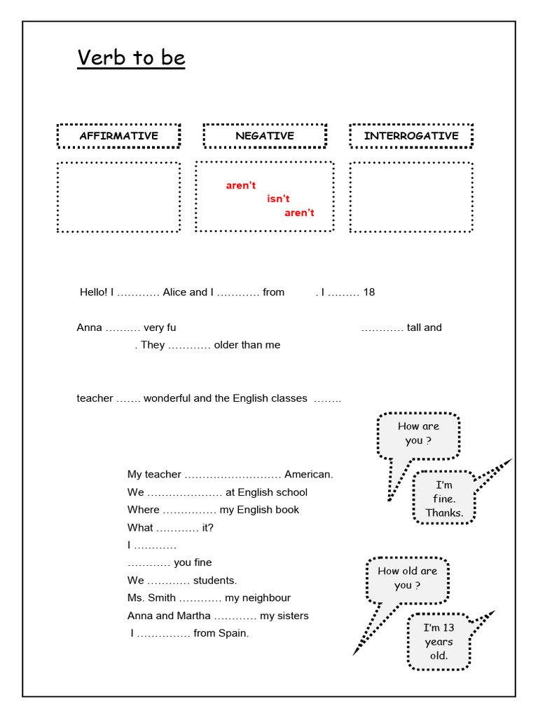 Verb to be _ 1 | PDF