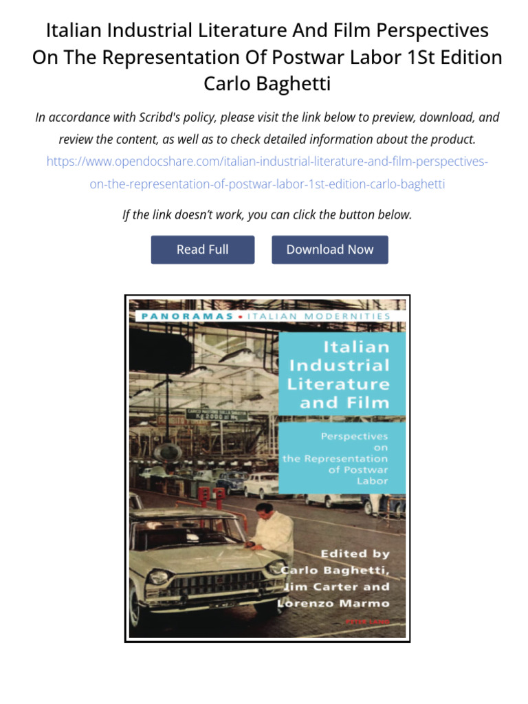 Italian Industrial Literature and Film Perspectives on the ...