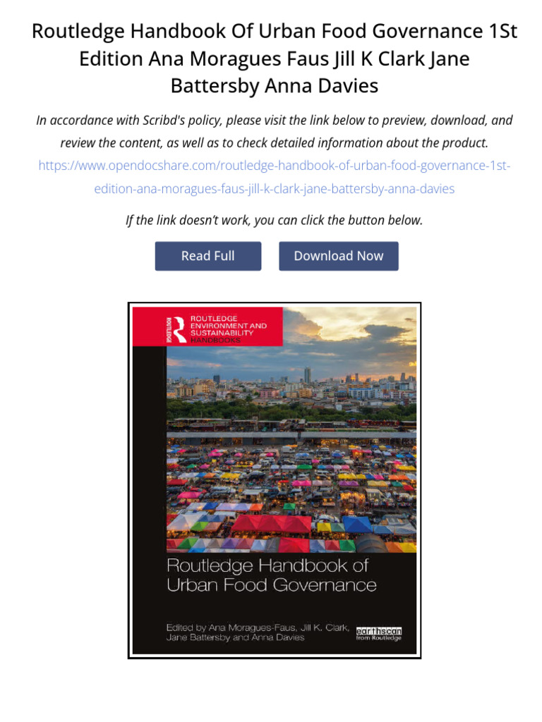Routledge Handbook of Urban Food Governance 1st Edition Ana Moragues ...