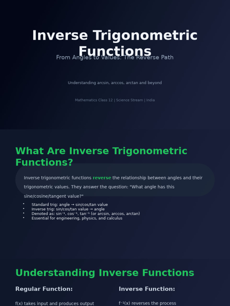 Inverse Trigonometric Functions | PDF | Trigonometric Functions ...