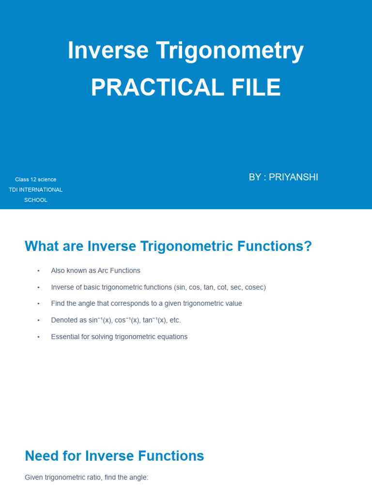 Priyanshi m | PDF | Trigonometry | Trigonometric Functions