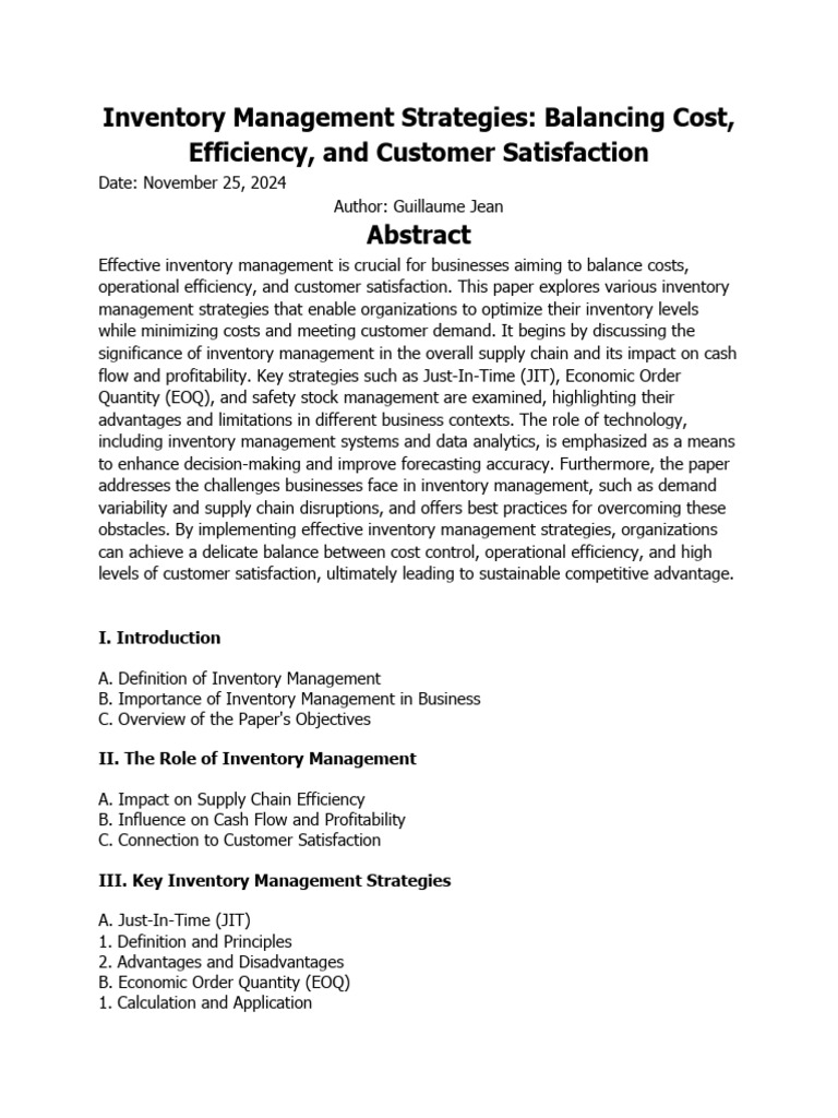 Inventory Management Strategies | PDF | Inventory | Supply Chain