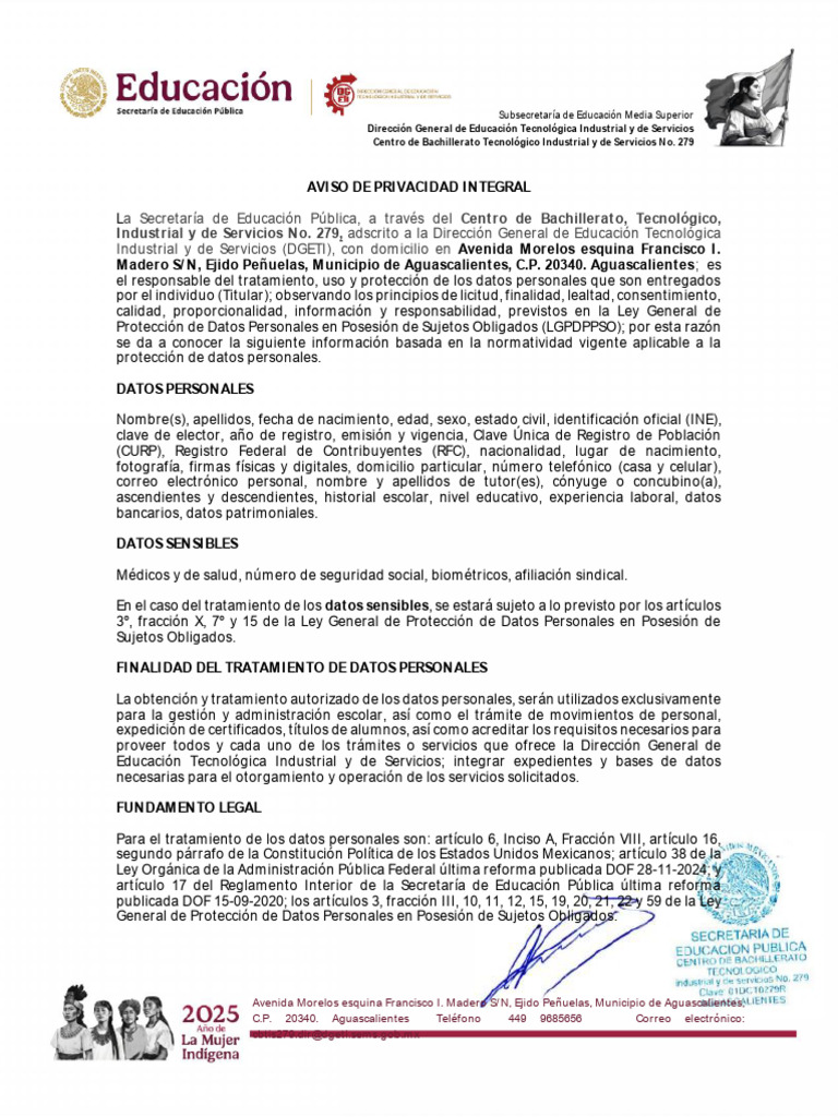 279 Aviso de Privacidad Integral 279 | PDF | Justicia | Crimen y violencia