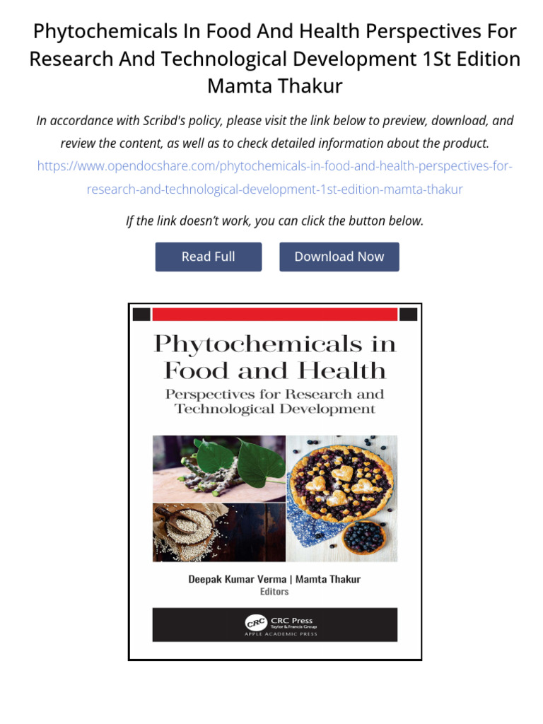 Phytochemicals in Food and Health Perspectives for Research and ...