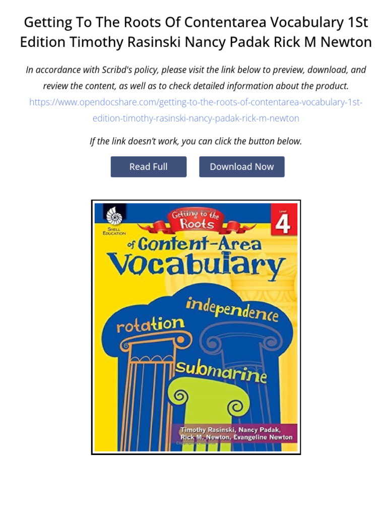 Getting To The Roots Of Contentarea Vocabulary 1st Edition Timothy ...