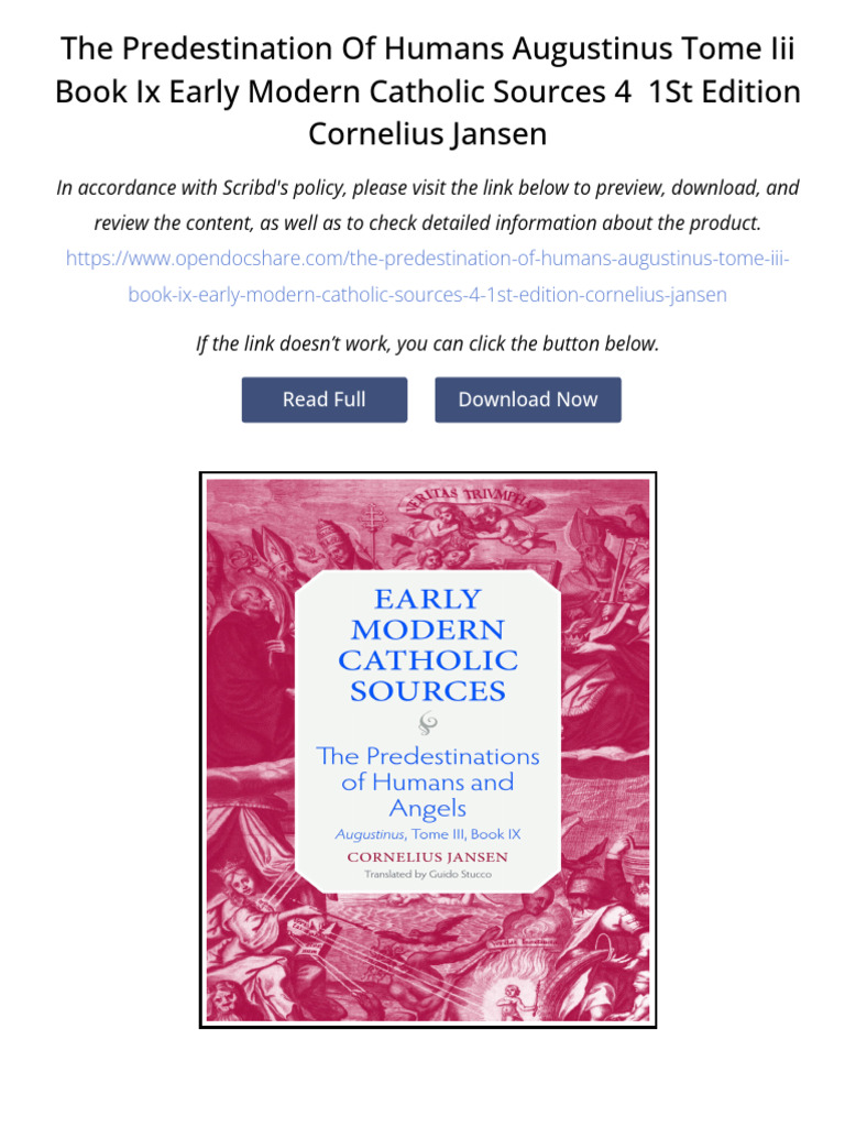 The Predestination of Humans Augustinus Tome III Book IX Early Modern ...