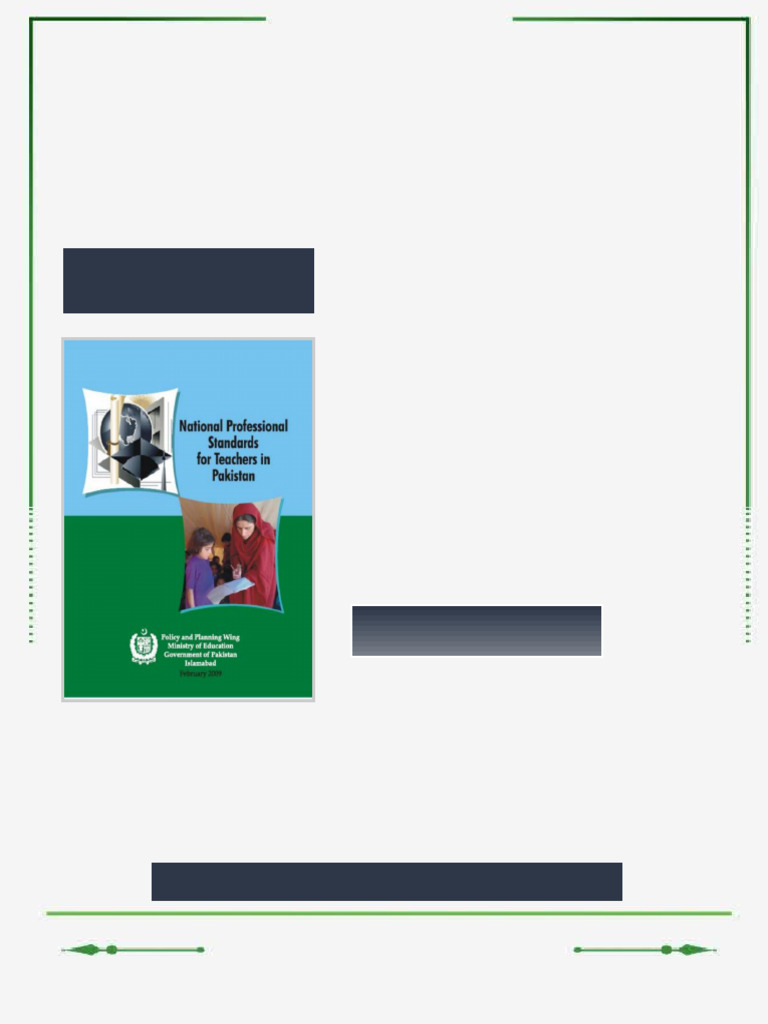 National Professional Standards for Teachers in Pakistan 1st Edition by ...