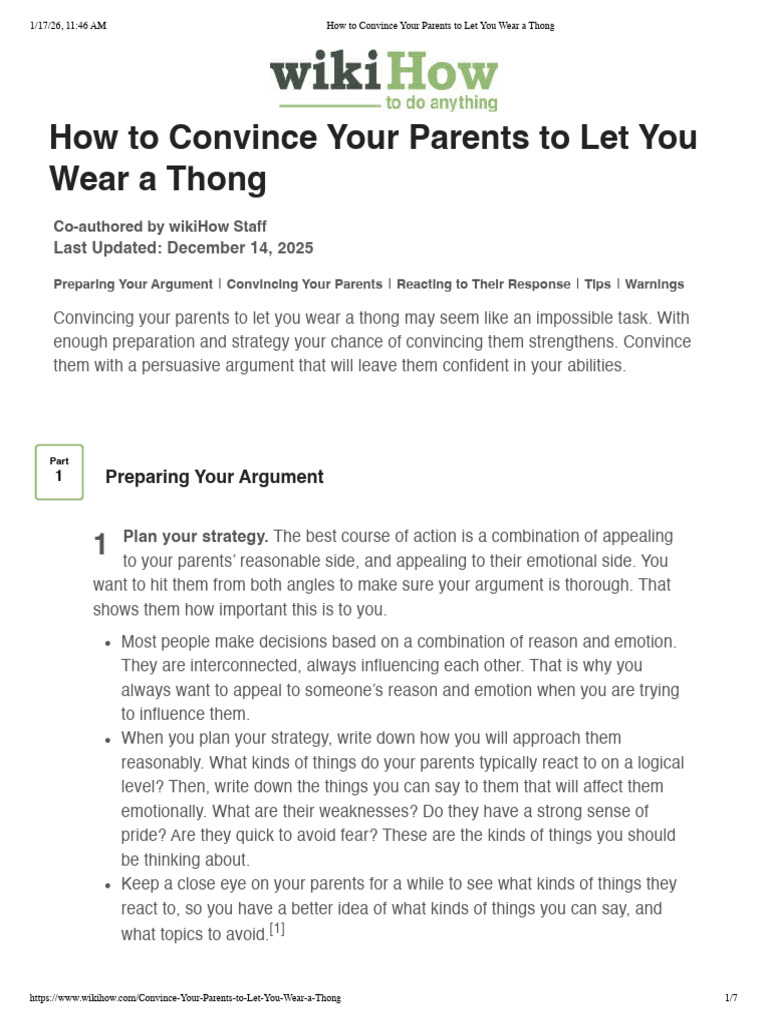 How to Convince Your Parents to Let You Wear a Thong | PDF | Argument ...
