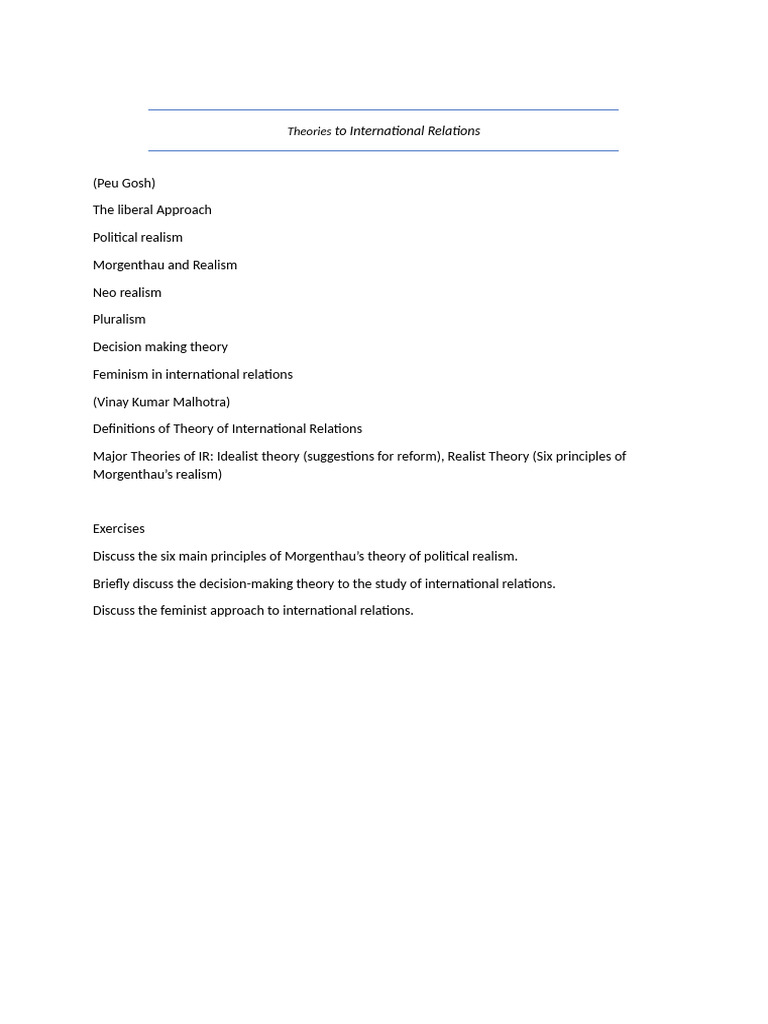 Key Theories in International Relations | PDF