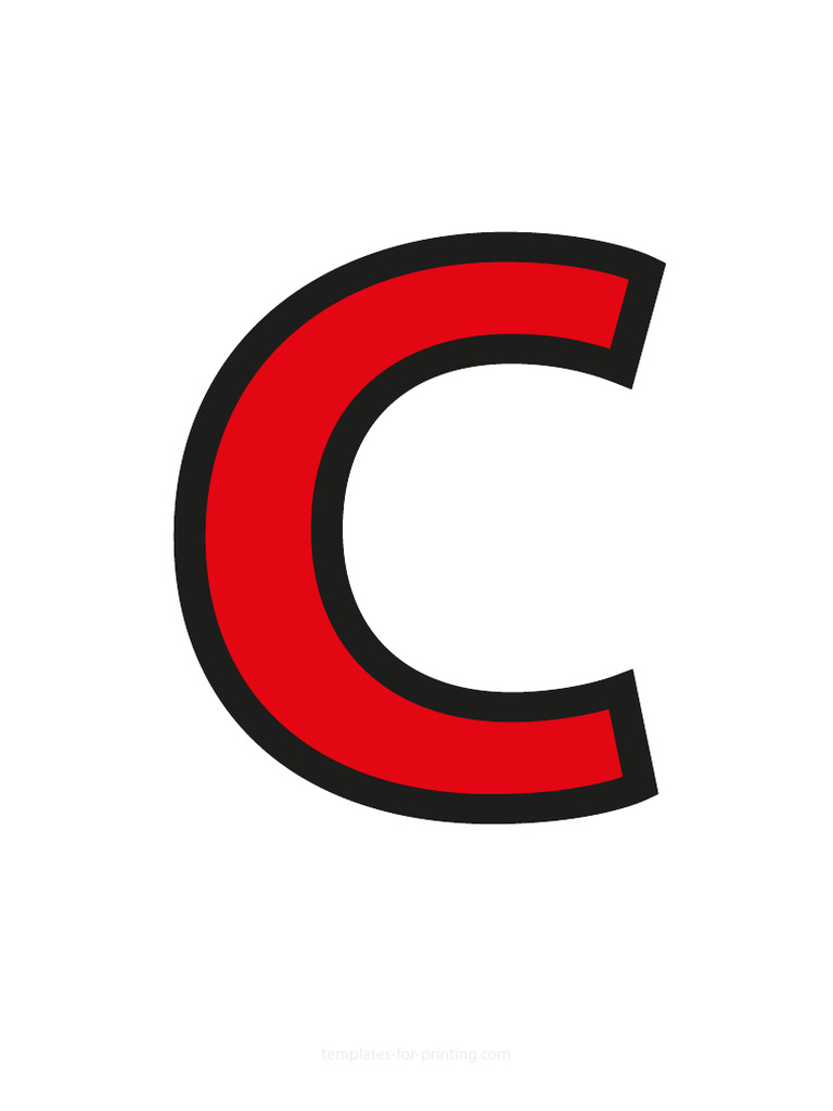 C Capital Letter Red With Black Contours A4 | PDF