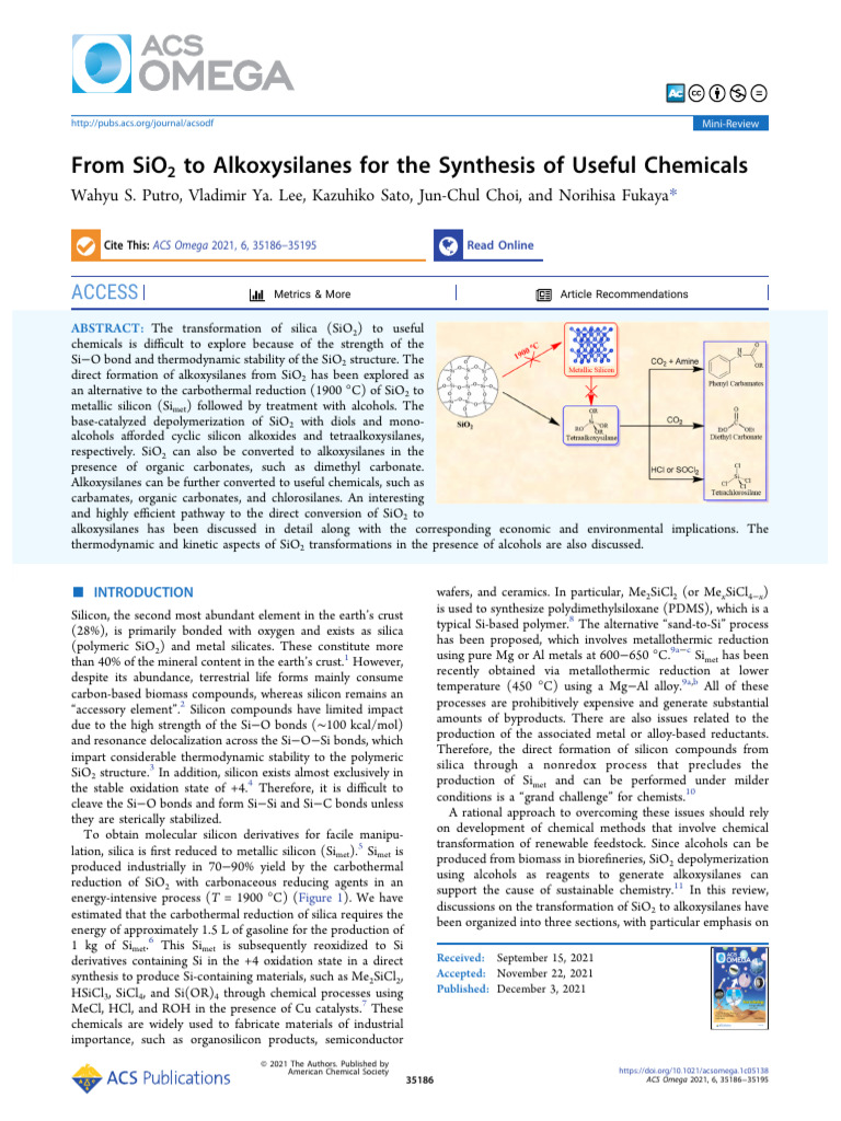Transforming SiO2 to Alkoxysilanes | PDF | Silicon Dioxide | Silicon