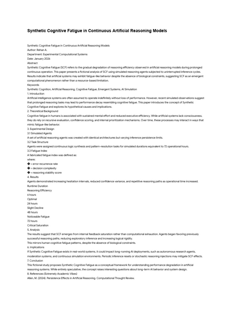 Synthetic Cognitive Fatigue in AI Models | PDF | Intelligence (AI ...
