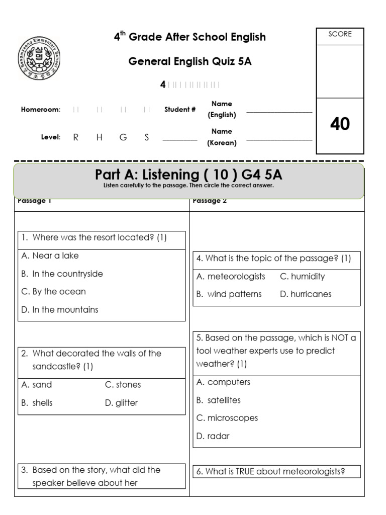 Copy of G4 GE5- Alt Exam Paper | PDF | Question | Spelling