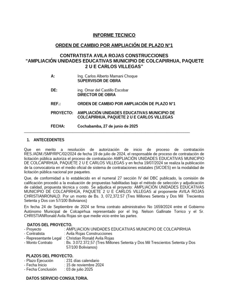 Informe Ampliacion Corr. | PDF