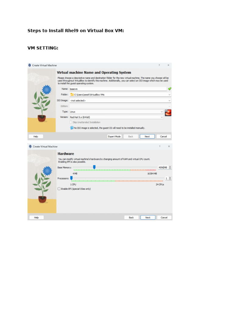 VM Installation Steps | PDF