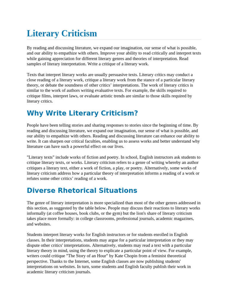Understanding Literary Criticism Techniques | PDF | Literary Criticism ...