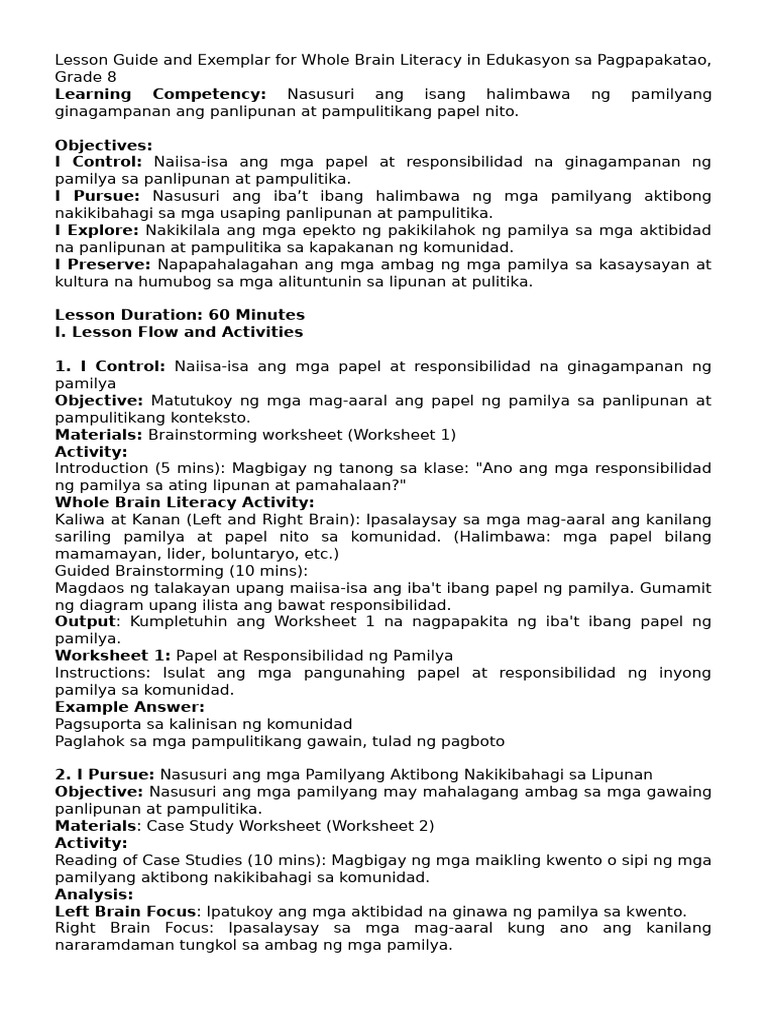 Updated Lesson Guide Plans (3) | PDF