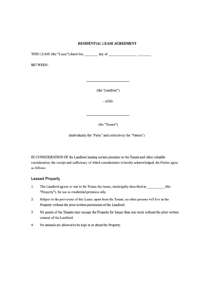 Residential Rental Lease Agreement Canada Sample | PDF