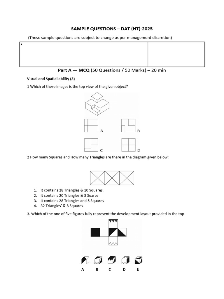 DAT 2025 Sample Questions Guide | PDF | Cognition | Cognitive Science