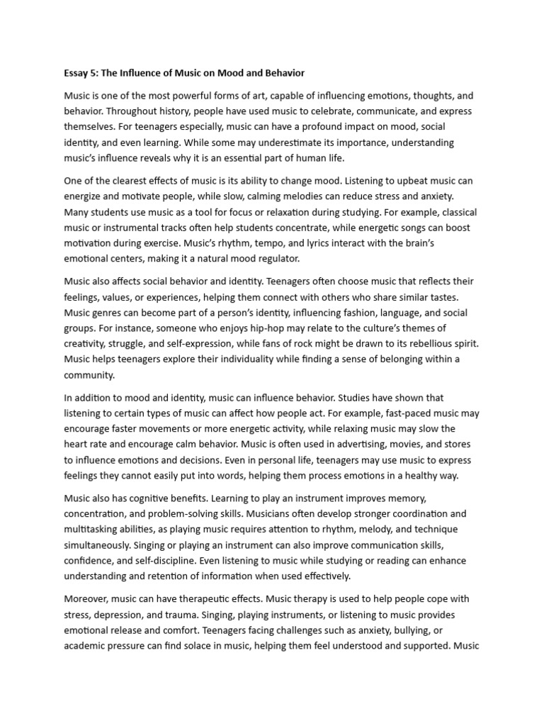 Essay 5 | PDF | Adolescence | Emotions