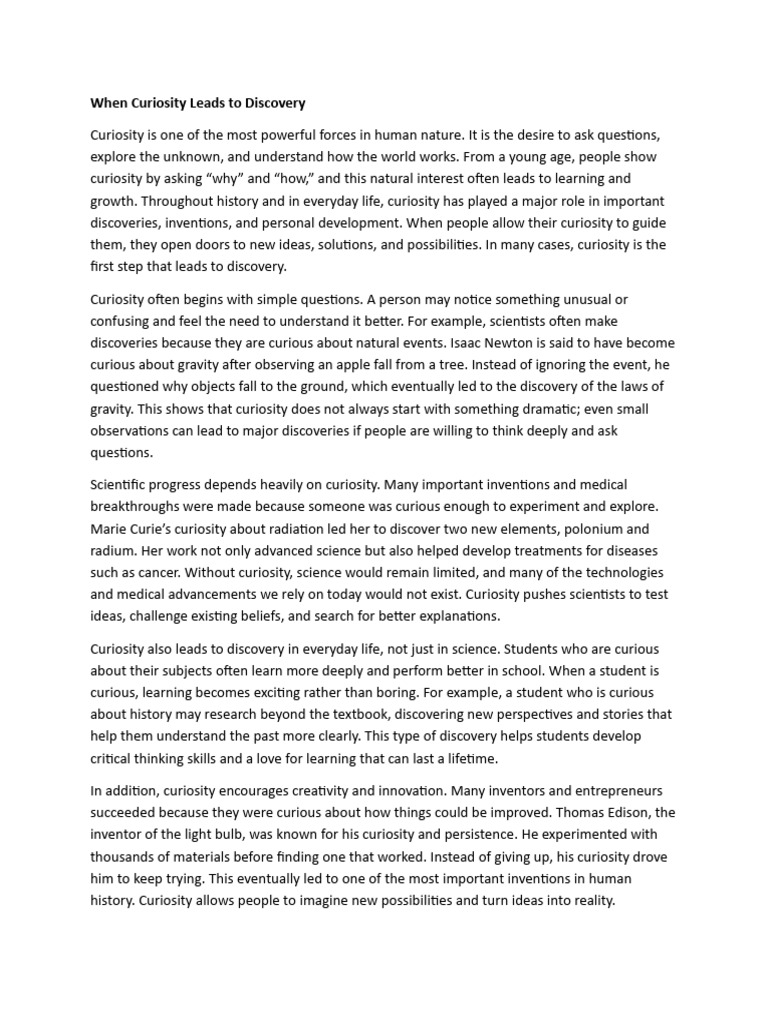 The Power of Curiosity in Discovery | PDF | Curiosity | Invention
